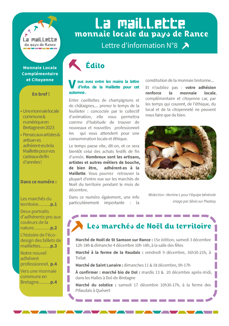 Lettre d'info 8 - La Maillette du pays de Rance