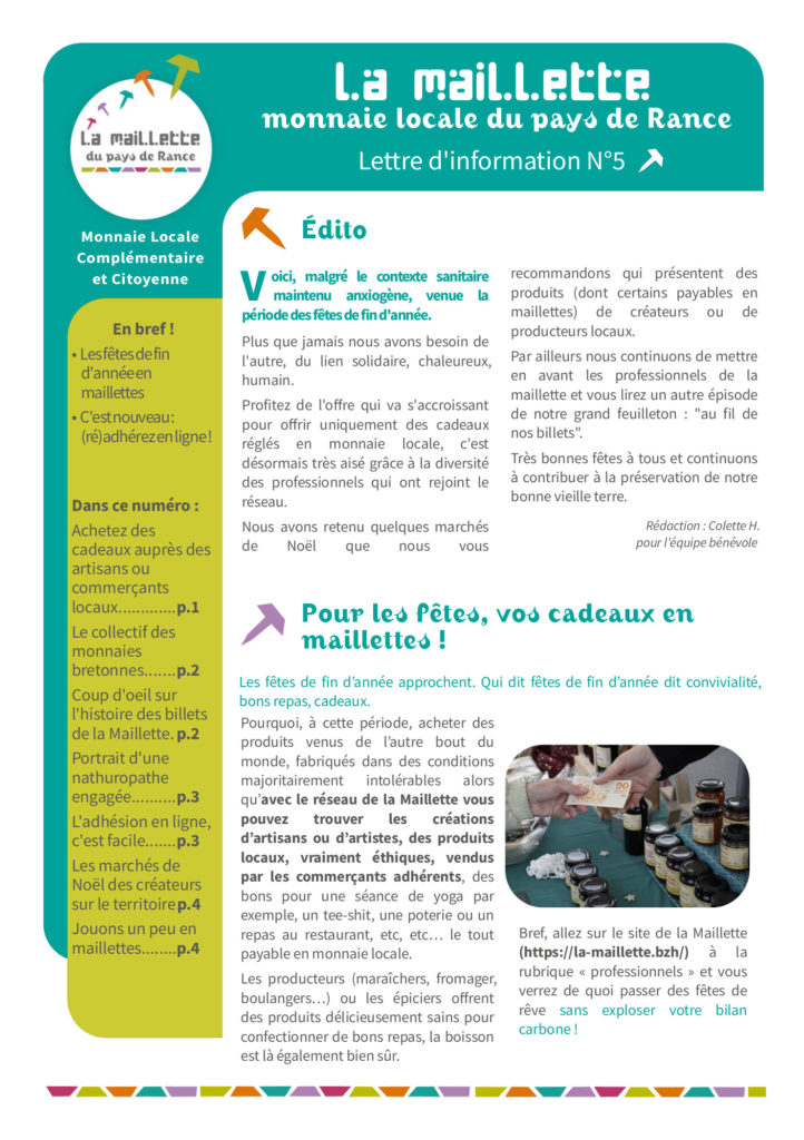 Lettre d'info N° 5 - La Maillette du pays de Rance